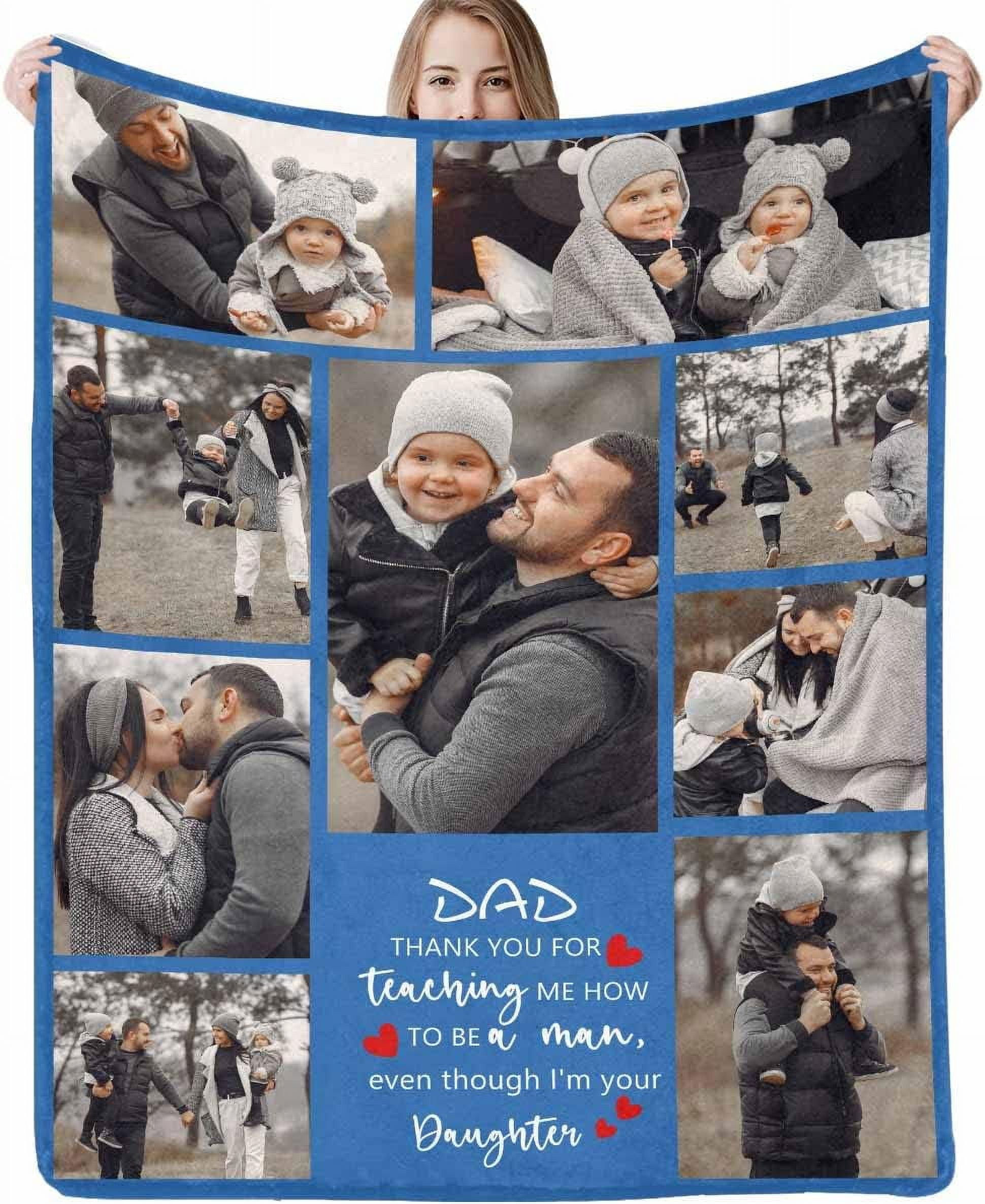 Custom Throw Blanket for Dad with Photo Personalized Happy Fathers Day ...