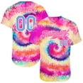 Custom Tie Dye Light Blue-White 3D Rainbow Authentic Baseball Jersey ...