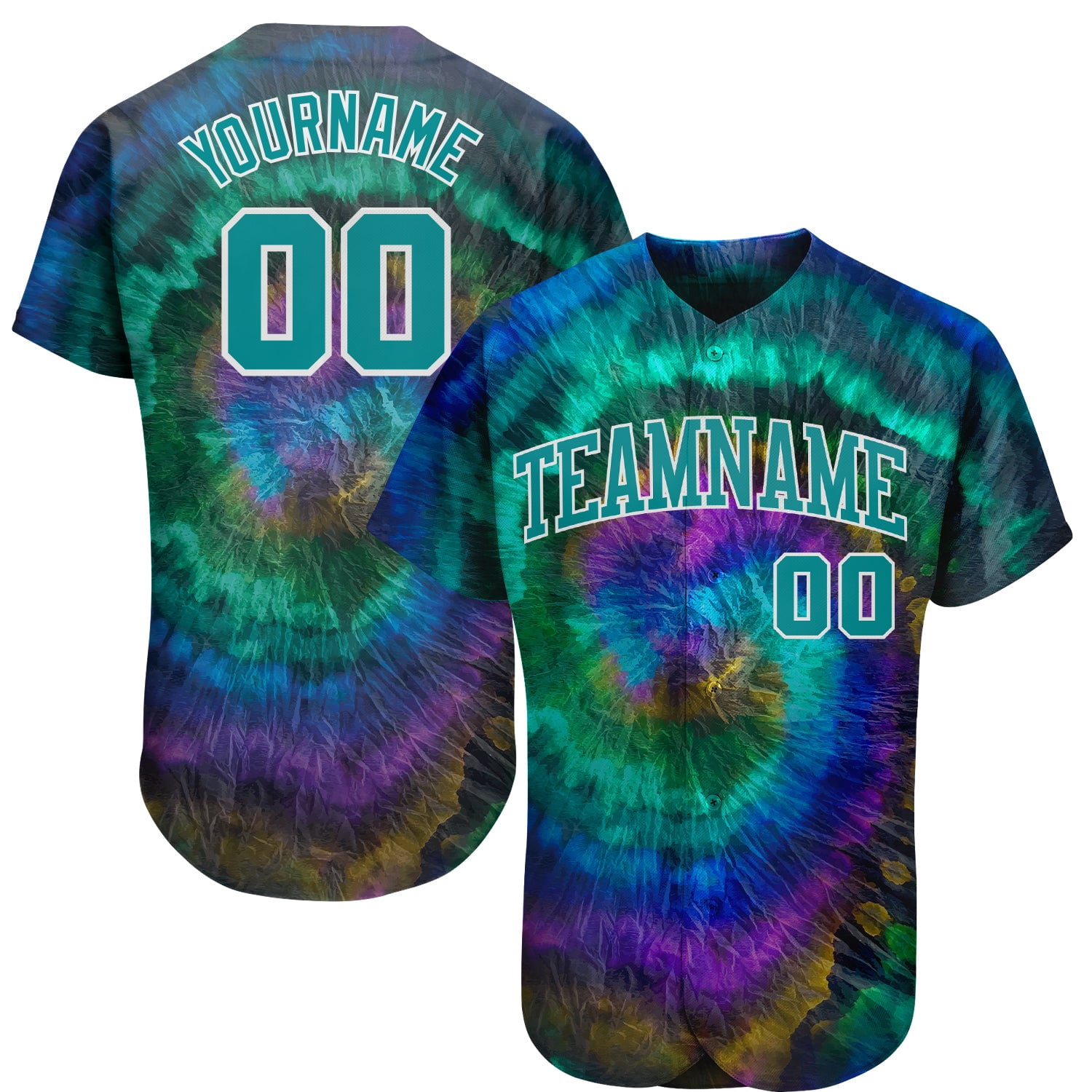 Custom Tie Dye Teal-White 3D Authentic Baseball Jersey - Hot Sale 2026 ...