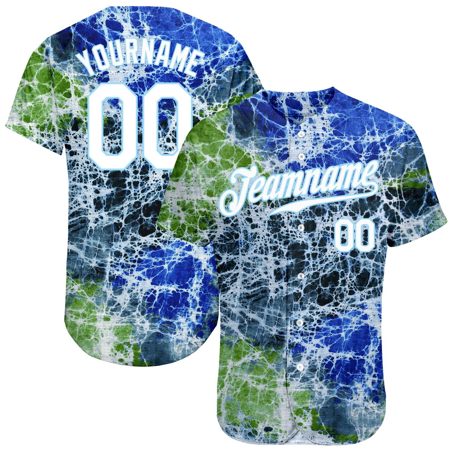 Custom Tie Dye White-Light Blue 3D Authentic Baseball Jersey - Hot Sale ...