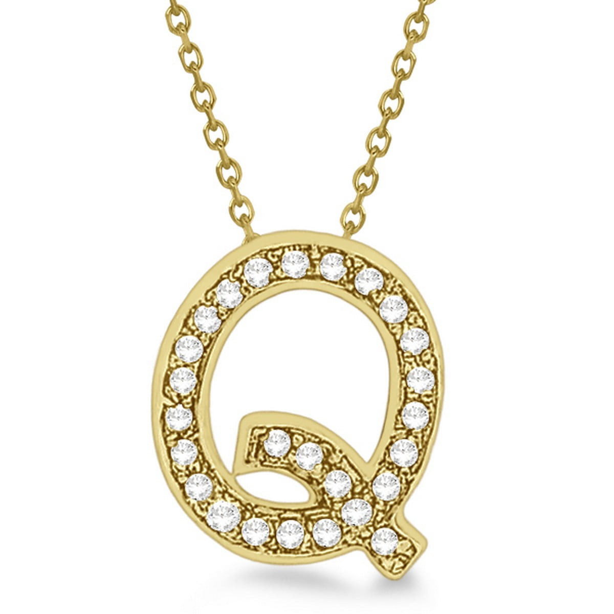 Custom Tilted Diamond Block Letter Initial Necklace in 14k Yellow Gold ...