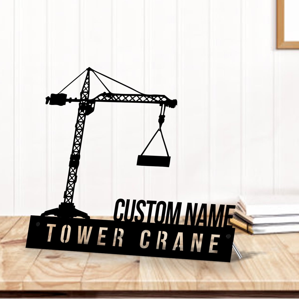 Custom Tower Crane Desk Name Plate Wedge Personalized Construction ...