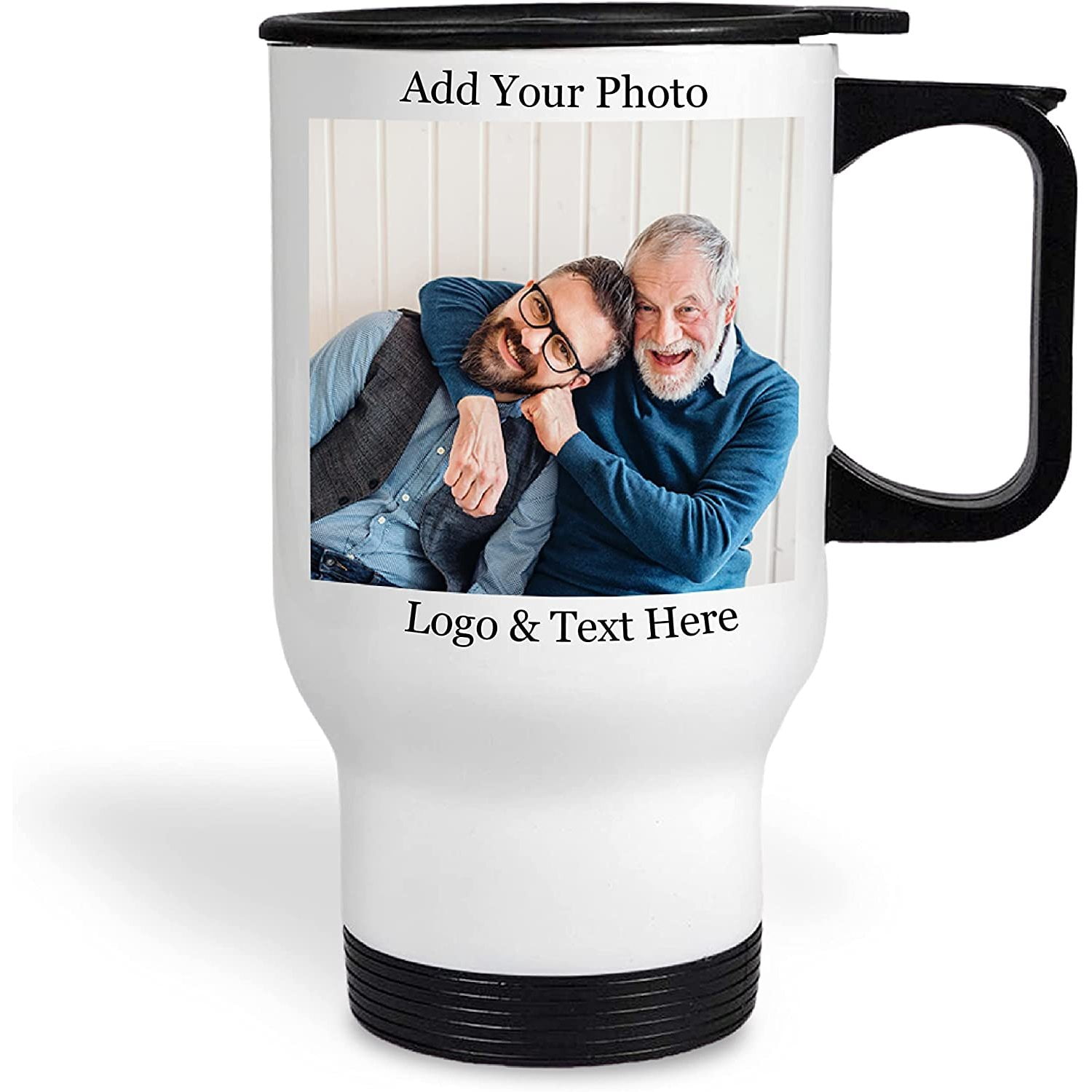 Custom Travel Coffee Mugs, 14 oz. Personalized Photo Travel Mugs - Add ...