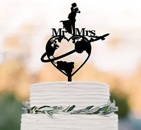 Custom Travel Themed Wedding Cake Topper, World Map Cake Topper ...