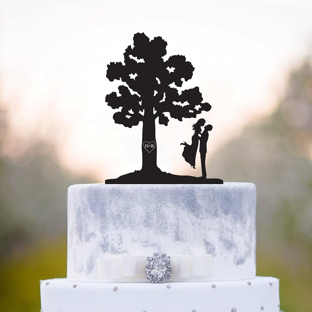 Custom Tree Cake Topper, Bride and Groom Cake Topper, Tree Wedding Cake ...