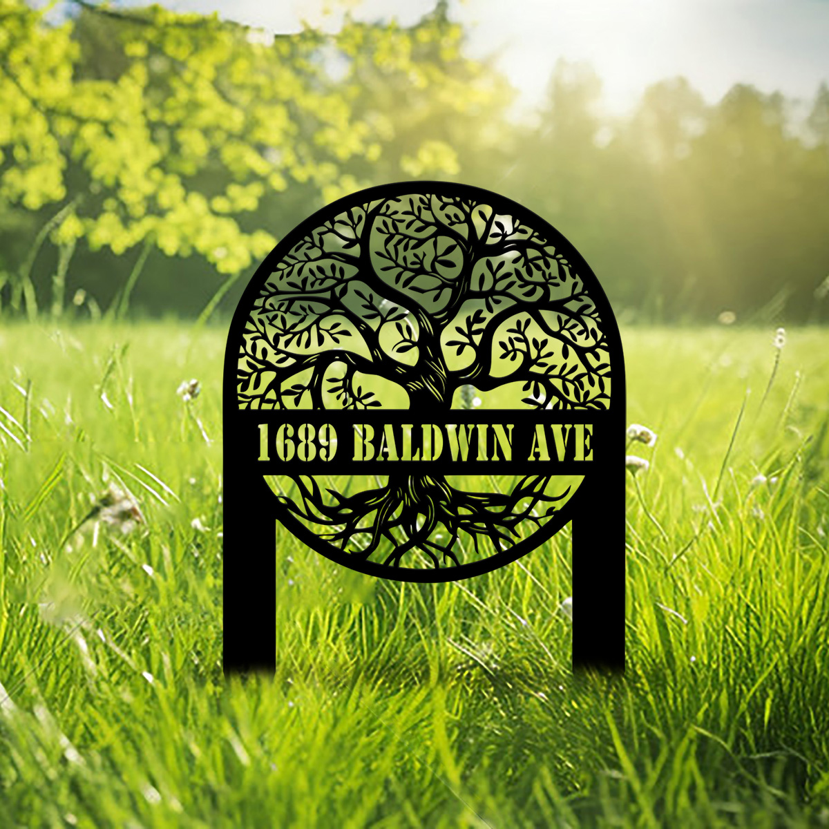 Custom Tree House Address Stake, Tree Address Stake Metal Sign, Tree ...