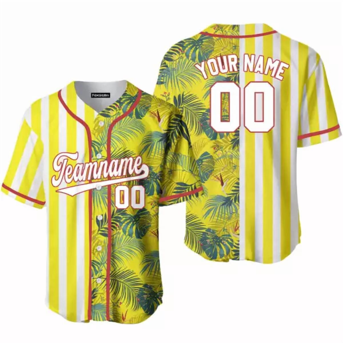 Custom Tropical Yellow White - Orange Split Fashion Baseball Jerseys ...