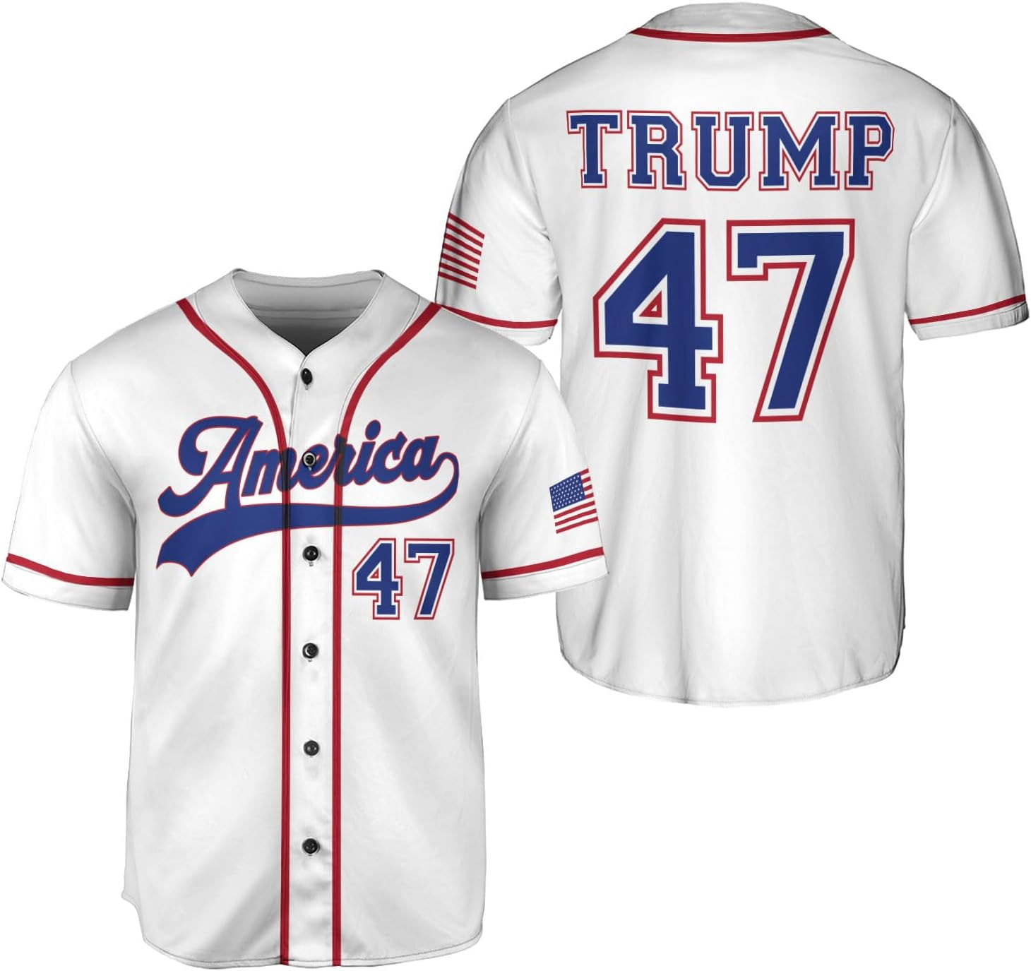 Custom Trump Jersey for Men Trump 2024 American Flag T-Shirt Trump 47 ...