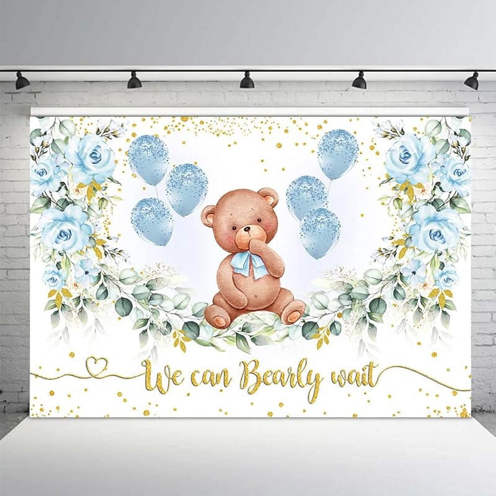Custom Twin Bear Boy Girl Baby Shower Backdrop It's Twins Pink Blue ...