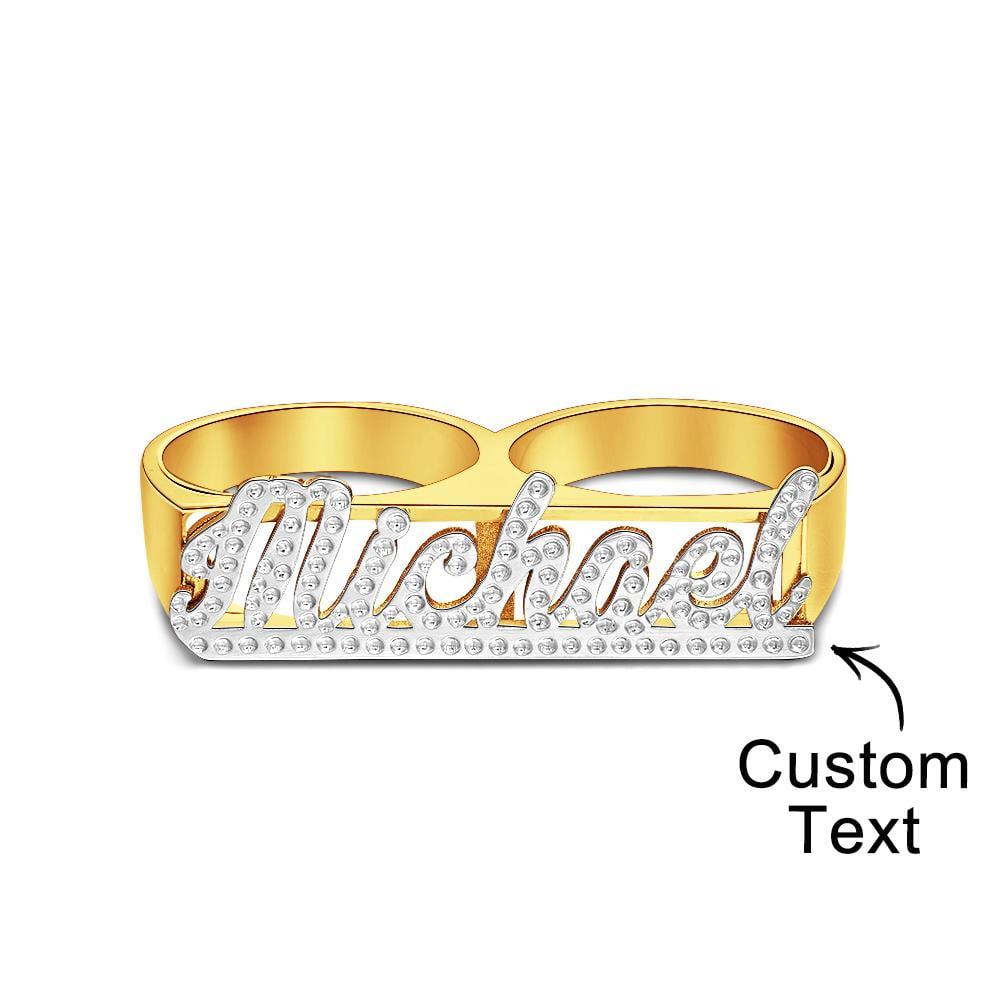 Custom Two Finger Name Ring Personalised Men's Double Band Ring Gift ...
