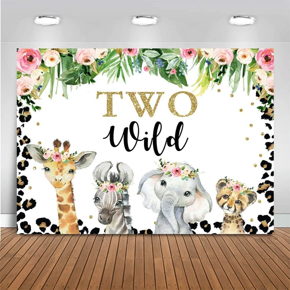 Custom Two Wild Backdrop for Girl Jungle Safari Animals 2nd Birthday ...