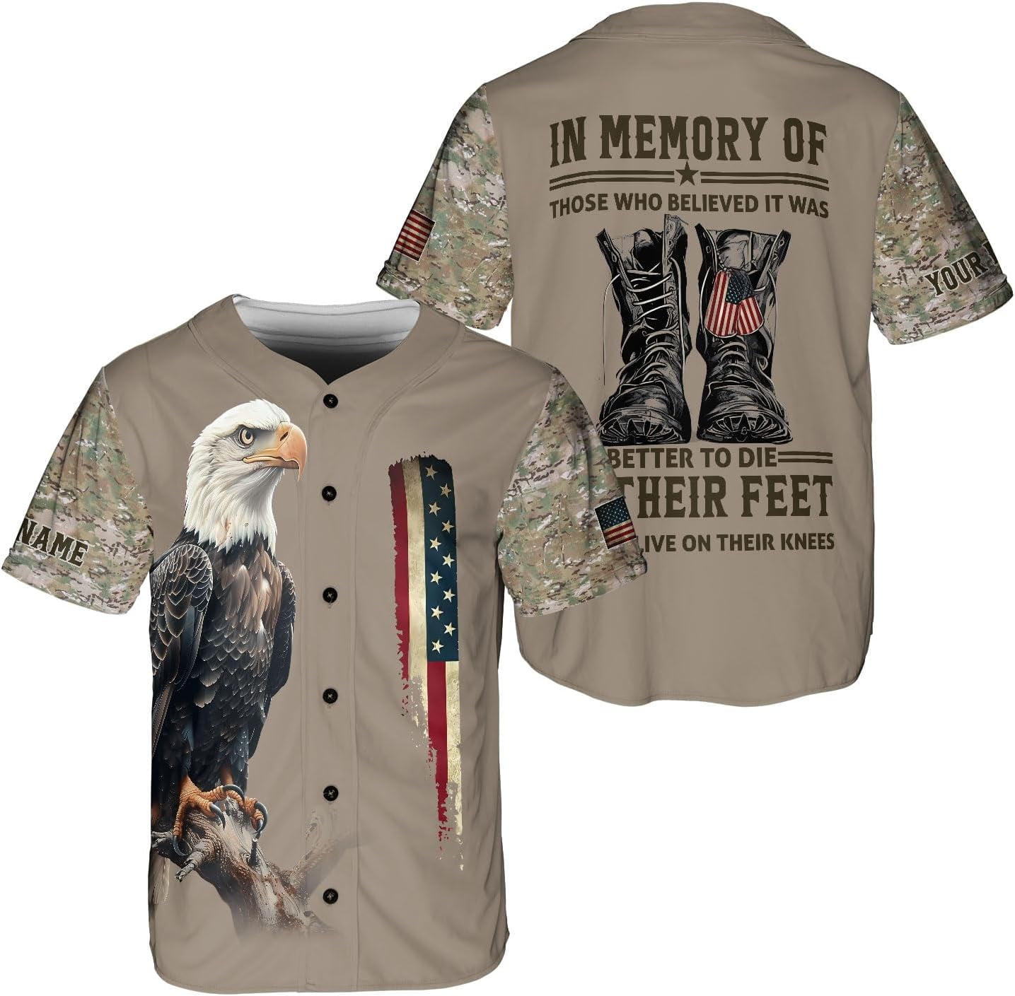 Custom US Army Baseball Jersey Personalized Military Veteran Shirt ...