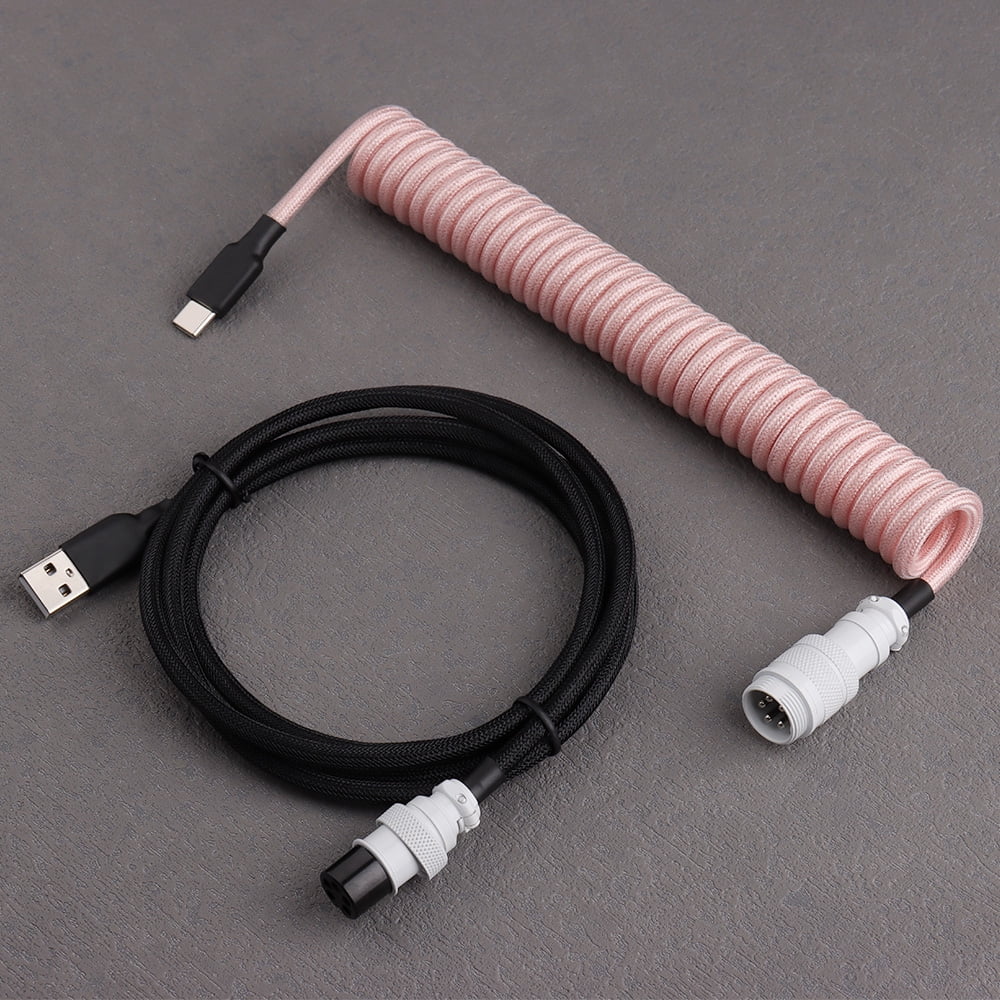 Custom USB-A to USB-C Aviator Coiled Cable Nylon Braided for Mechanical ...
