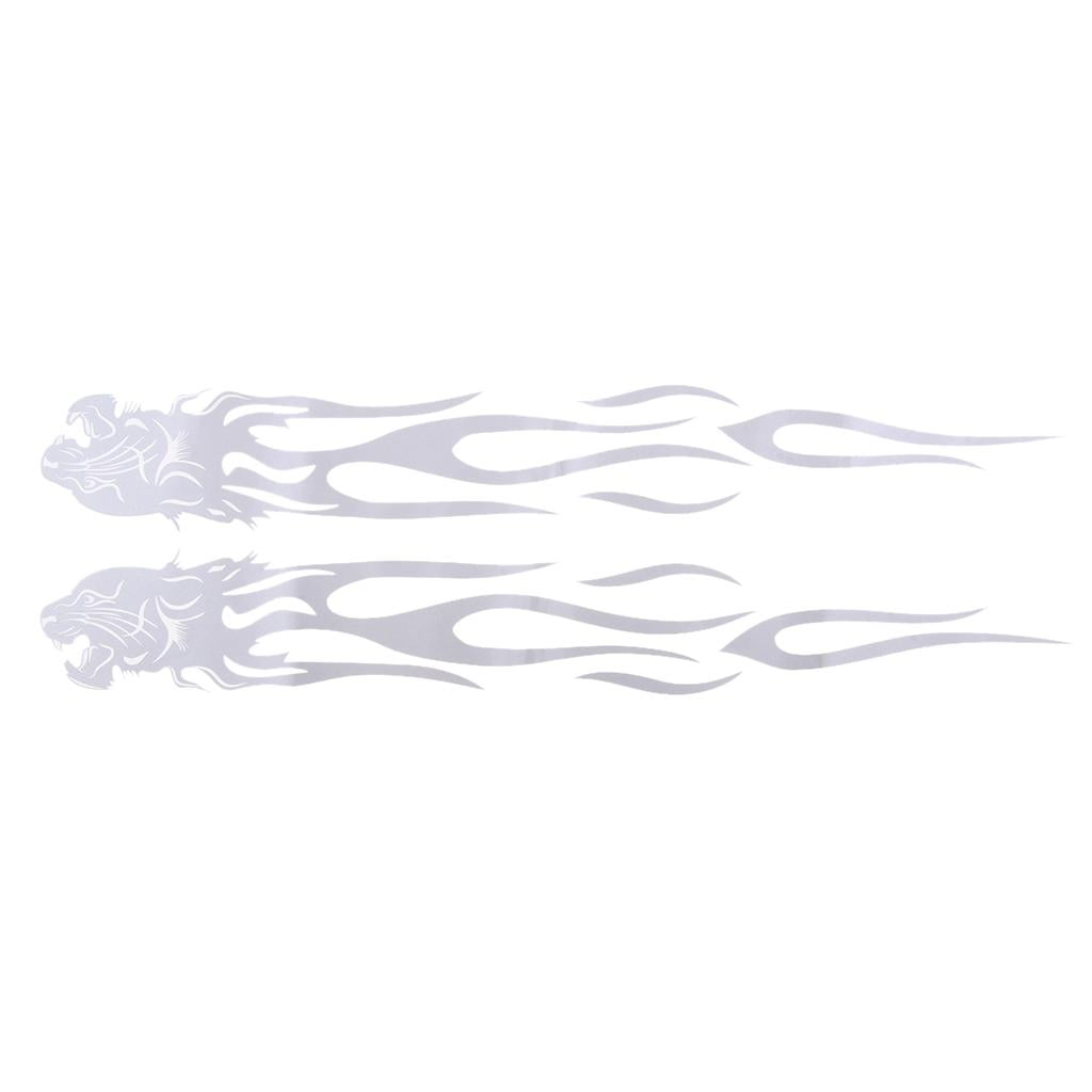 Custom Universal Motorcycle Flame Gas Tank Decal Set 35 White - Walmart.com