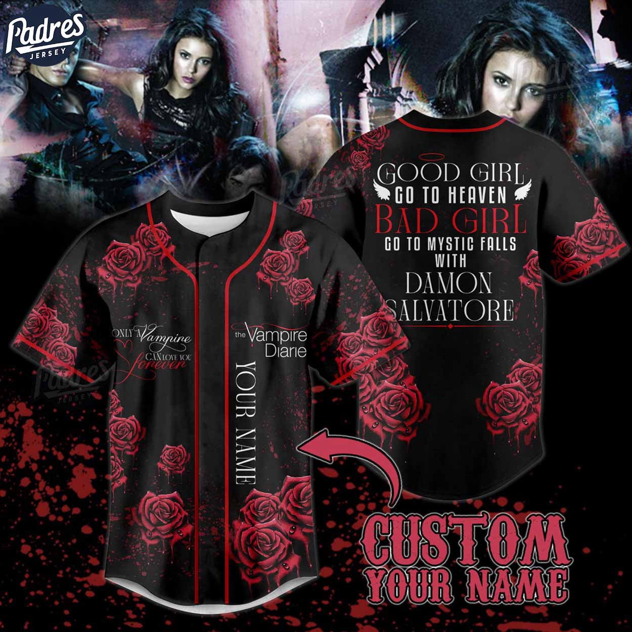 Custom Vampire Diaries Baseball JerseyCustom Baseball Jersey - Walmart.com