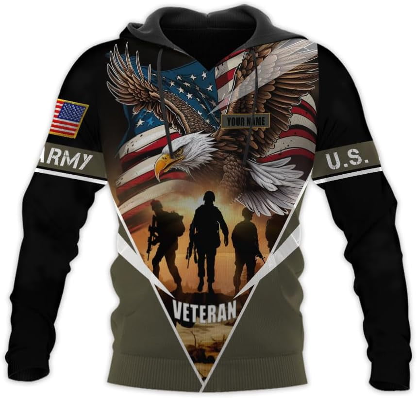 Custom Veteran Army T-Shirt US Military Pride American Flag Vintage ...