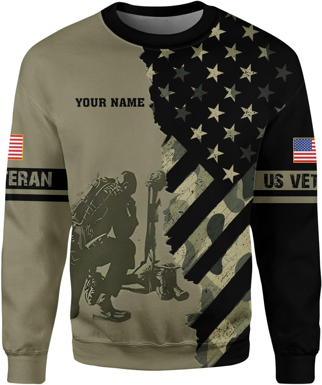 Custom Veteran Army T-Shirt US Military Pride American Flag Vintage ...