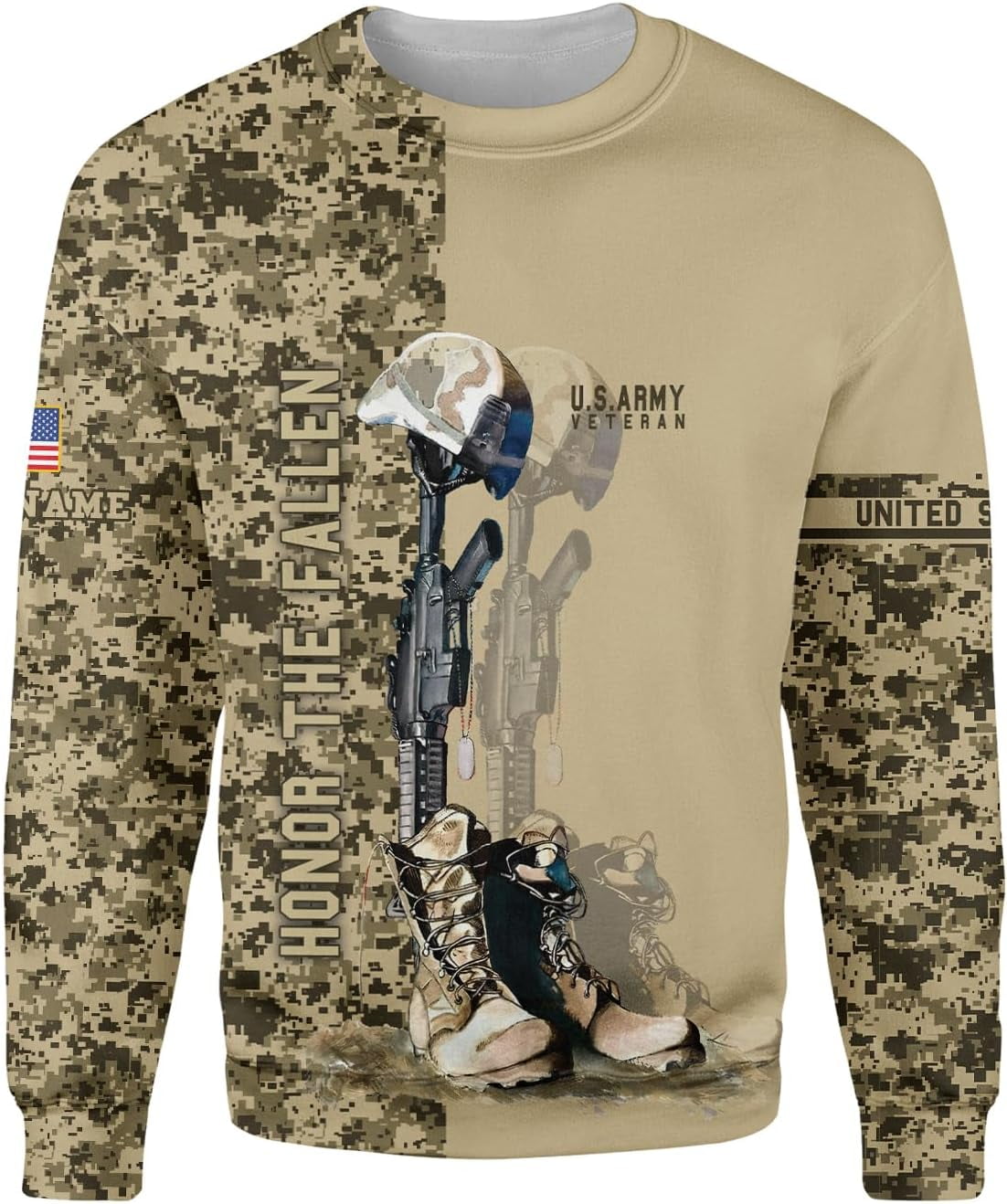 Custom Veteran Army T-Shirt US Military Pride American Flag Vintage ...