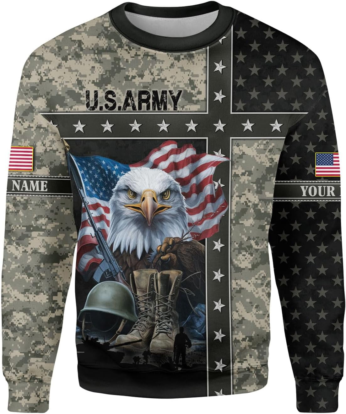 Custom Veteran Army T-Shirt US Military Pride American Flag Vintage ...