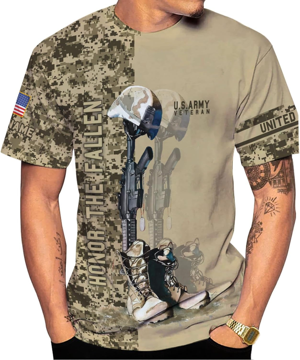 Custom Veteran Army T-Shirt US Military Pride American Flag Vintage ...