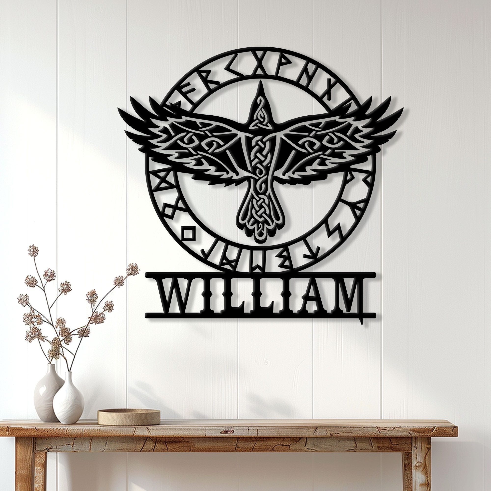 Custom Viking Raven Metal Sign – Norse Wall Decor Gift for Men, Dad ...