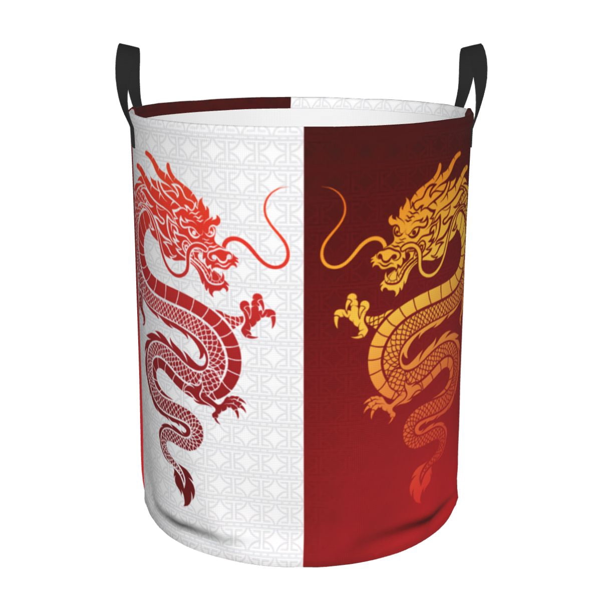 Custom Vintage Chinese Style Dragon Art Laundry Basket Collapsible ...