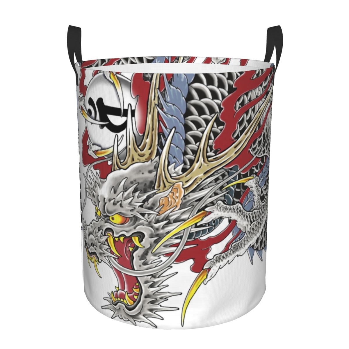 Custom Vintage Chinese Style Dragon Art Laundry Basket Collapsible ...