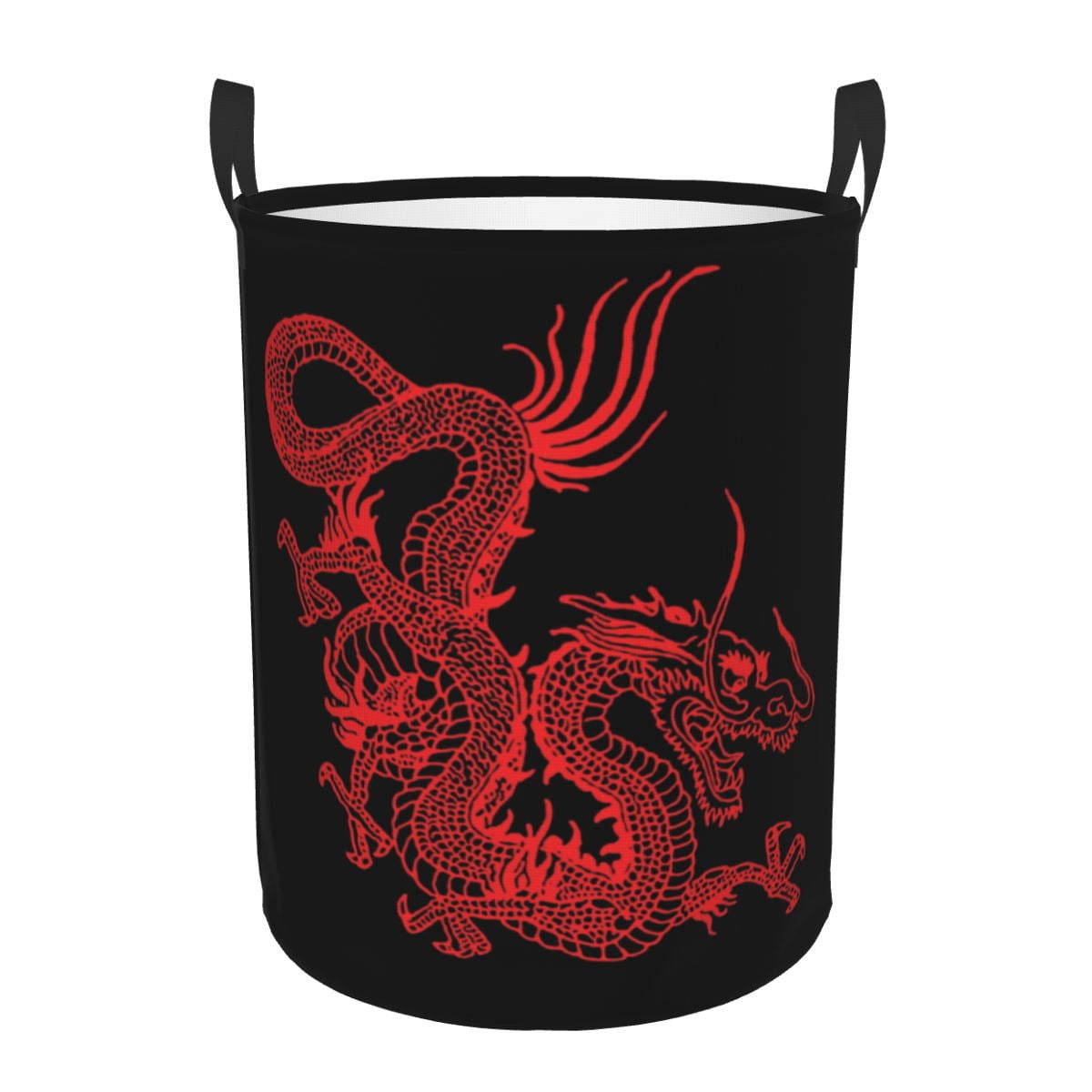 Custom Vintage Chinese Style Dragon Art Laundry Basket Collapsible ...