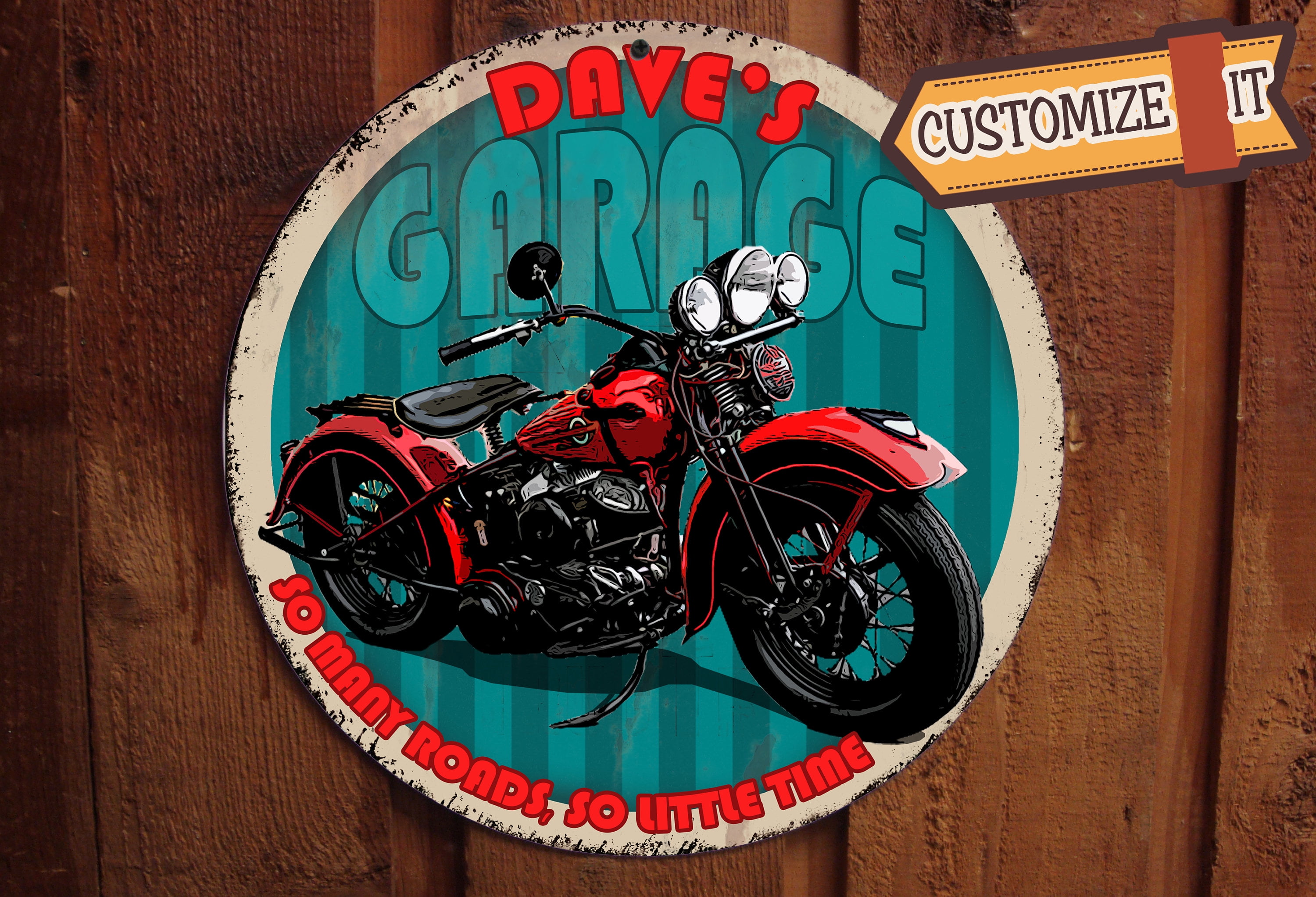 Custom, Vintage Motorcycle Sign - featuring YOUR MOTORCYCLE! - Walmart.com