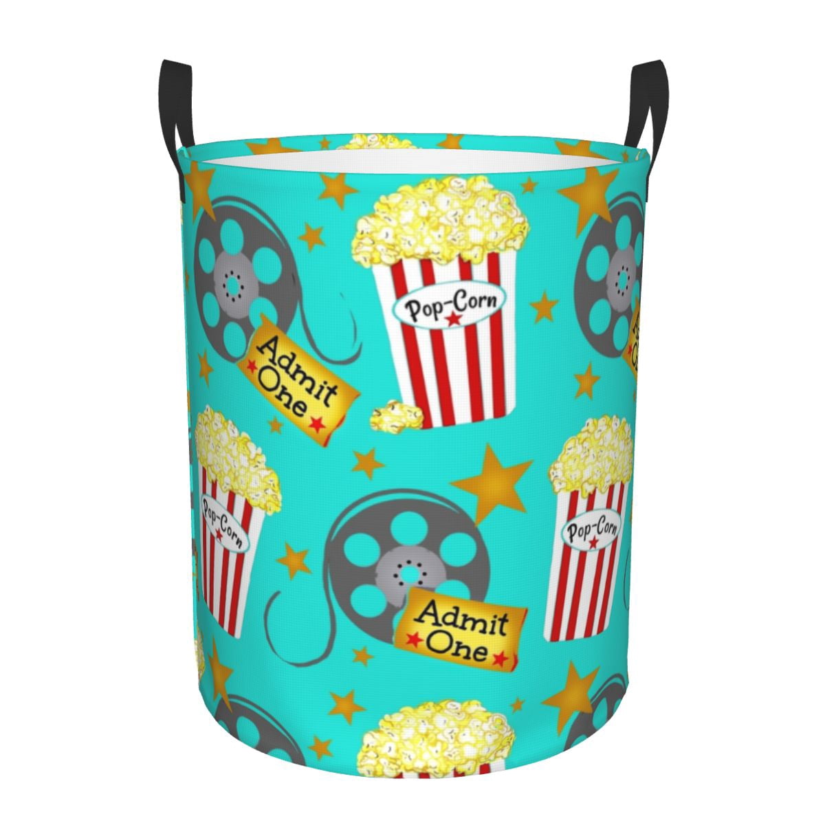 Custom Vintage Movie Tickets Laundry Basket Collapsible Theater Baby ...