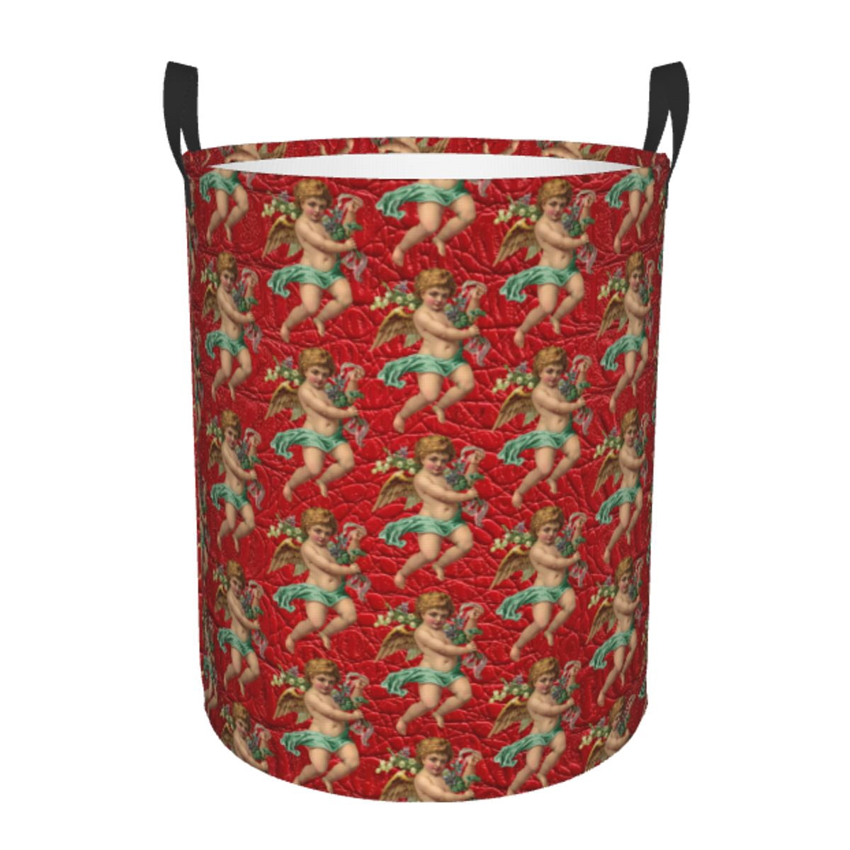 Custom Vintage Rose Victorian Angel Laundry Basket Foldable Clothes Toy ...