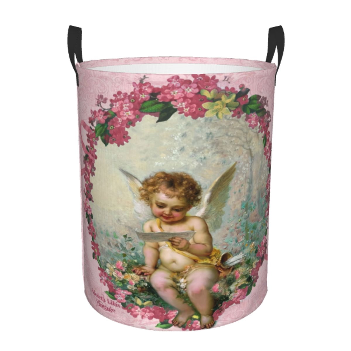 Custom Vintage Rose Victorian Angel Laundry Basket Foldable Clothes Toy ...
