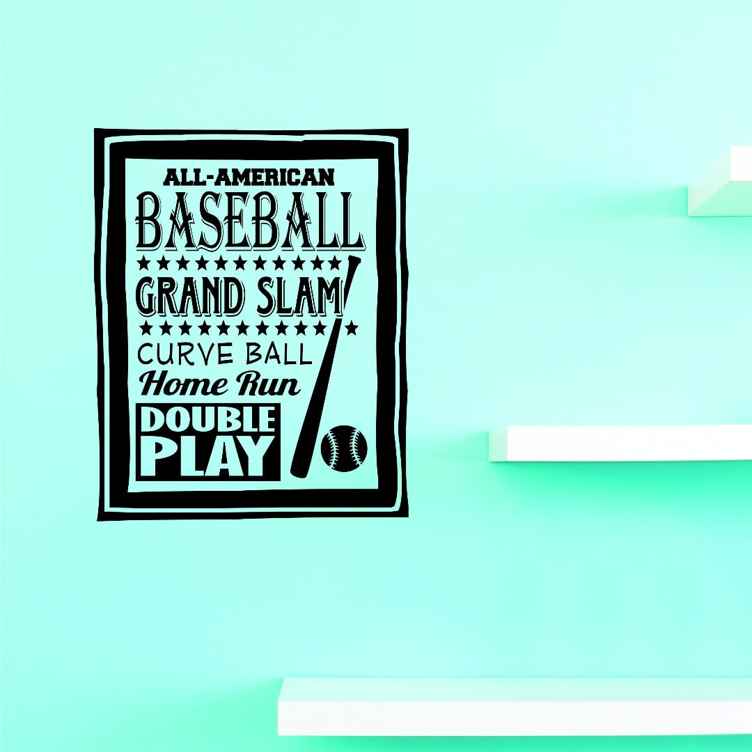 Custom Wall Decal All American Baseball Grand Slam Curve Ball Home Run ...