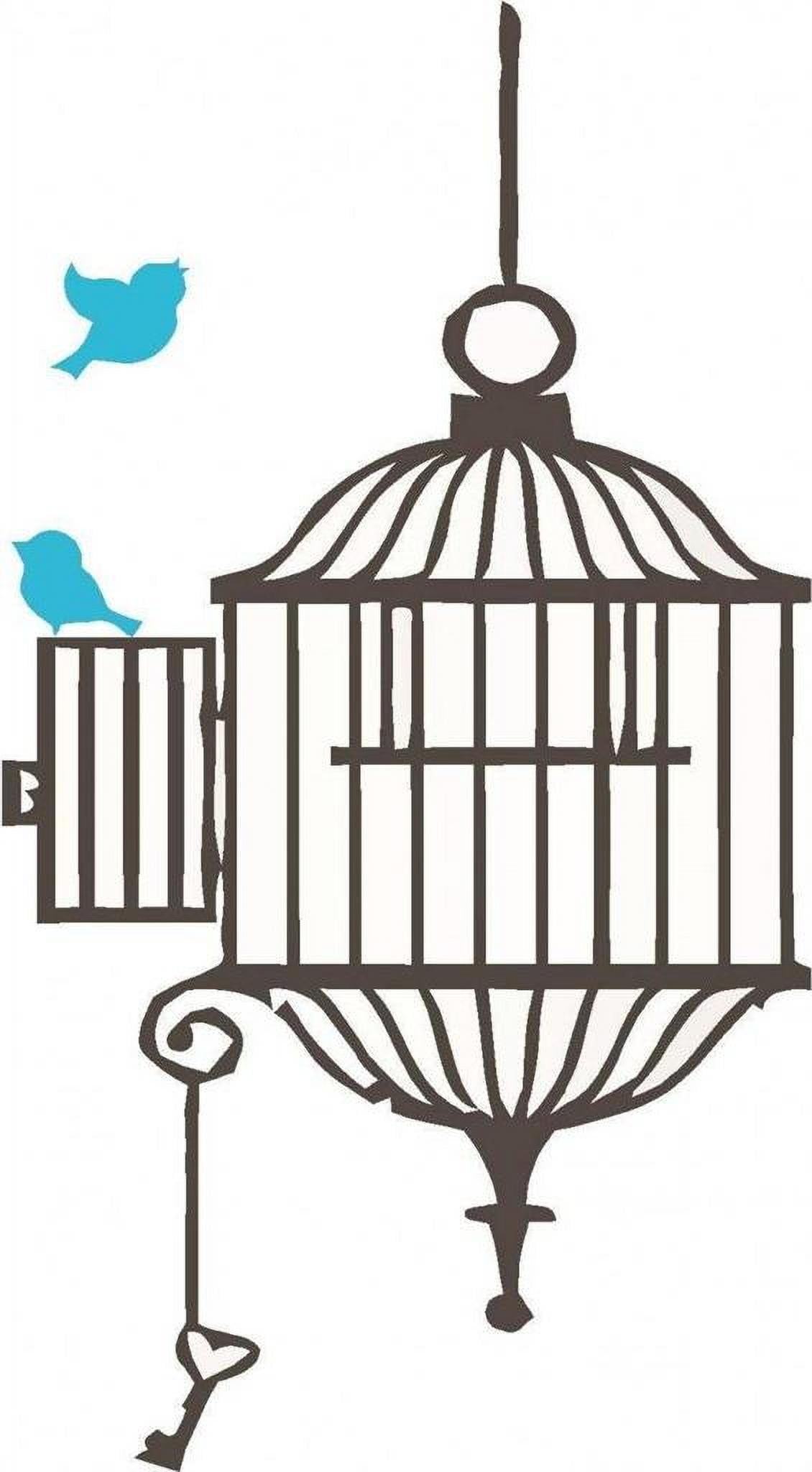 Custom Wall Decal Bird In A Cage (2) Picture Art - Living Room - Peel ...