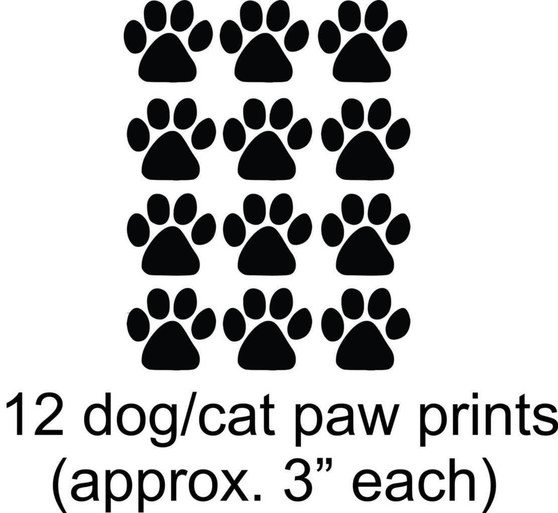 Custom Wall Decal Cat - Dog - 12 Animal Paw Prints - Picture Art - Peel ...