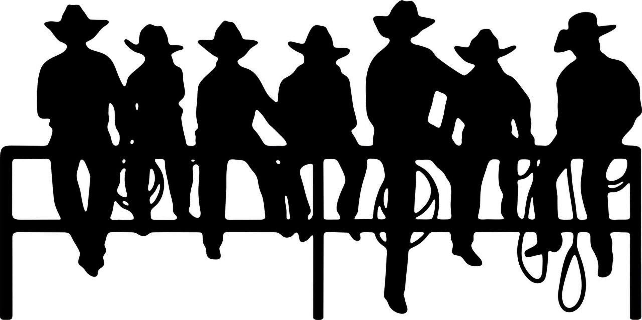 Custom Wall Decal Cowboys On A Fence Wall Picture Art 8"X30"- Peel ...