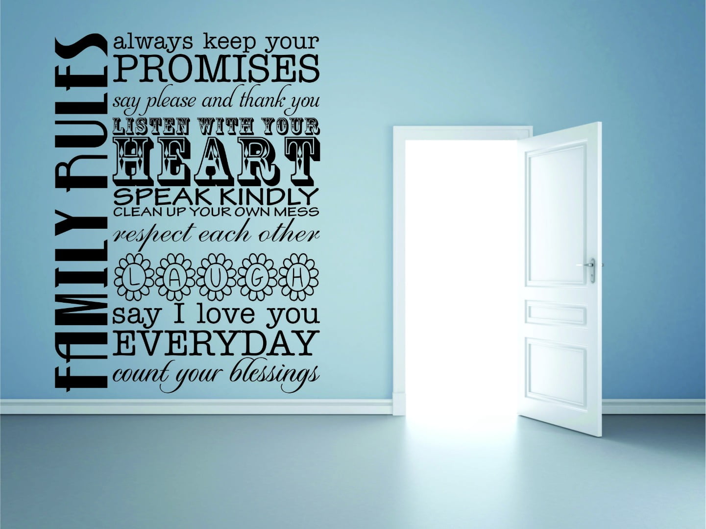 Custom Wall Decal Family Rules Always Keep Your Promises Say Please ...