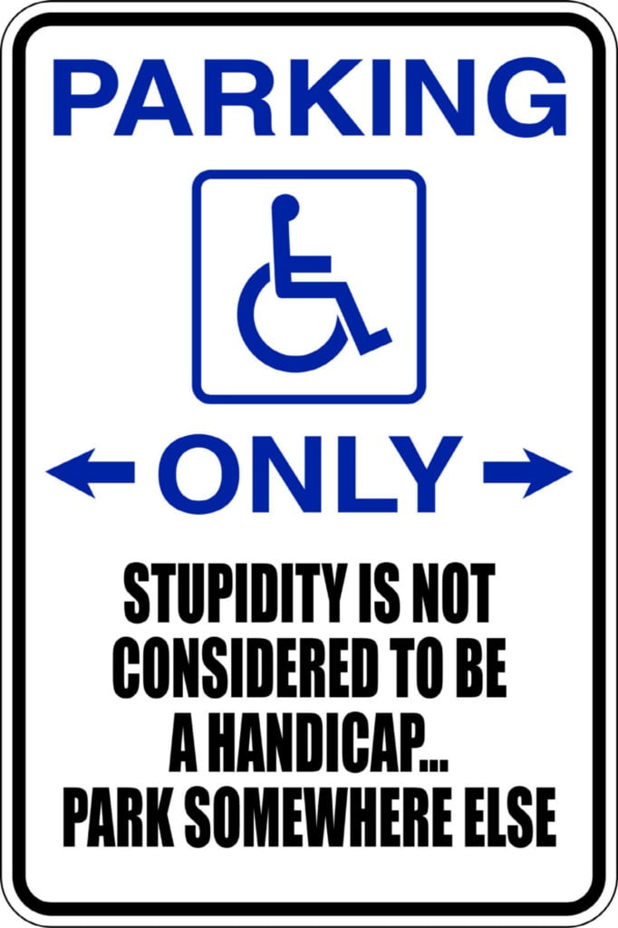 Custom Wall Decal Parking Stupidity Parking Sign - Sticker - Vinyl Wall ...