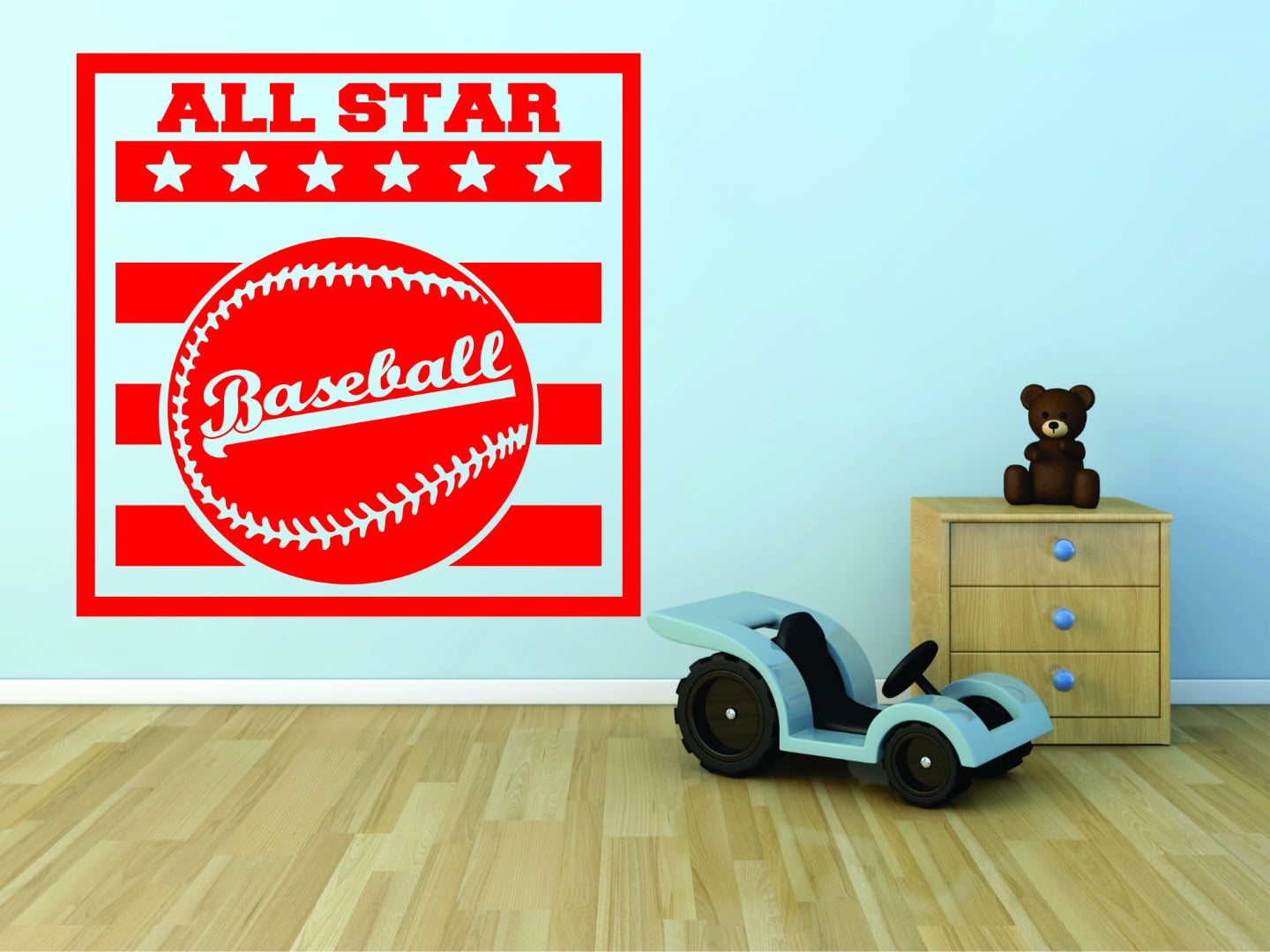 Custom Wall Decal Sticker : All Star Baseball Sport Boy Bedroom 12x12 ...