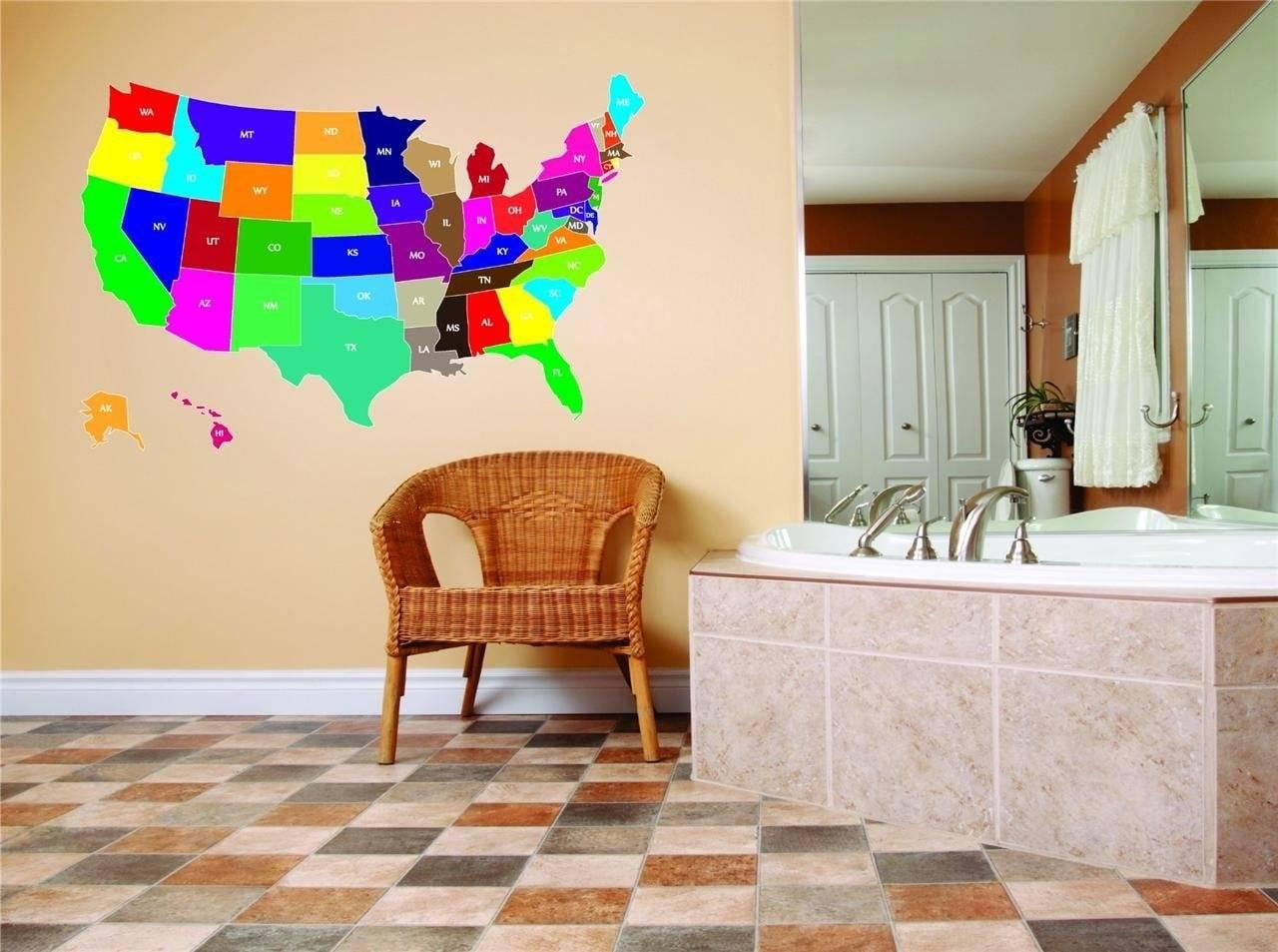 Custom Wall Decal : United States Map Of All 52 States USA North ...
