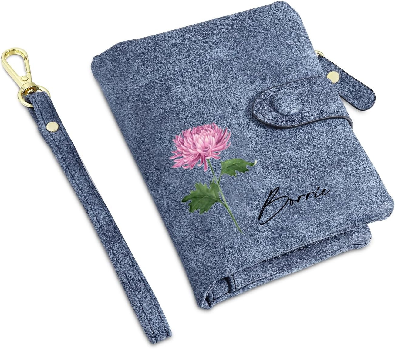 Custom Wallet with Birth Flower and Names for Women Personalized Wallet ...