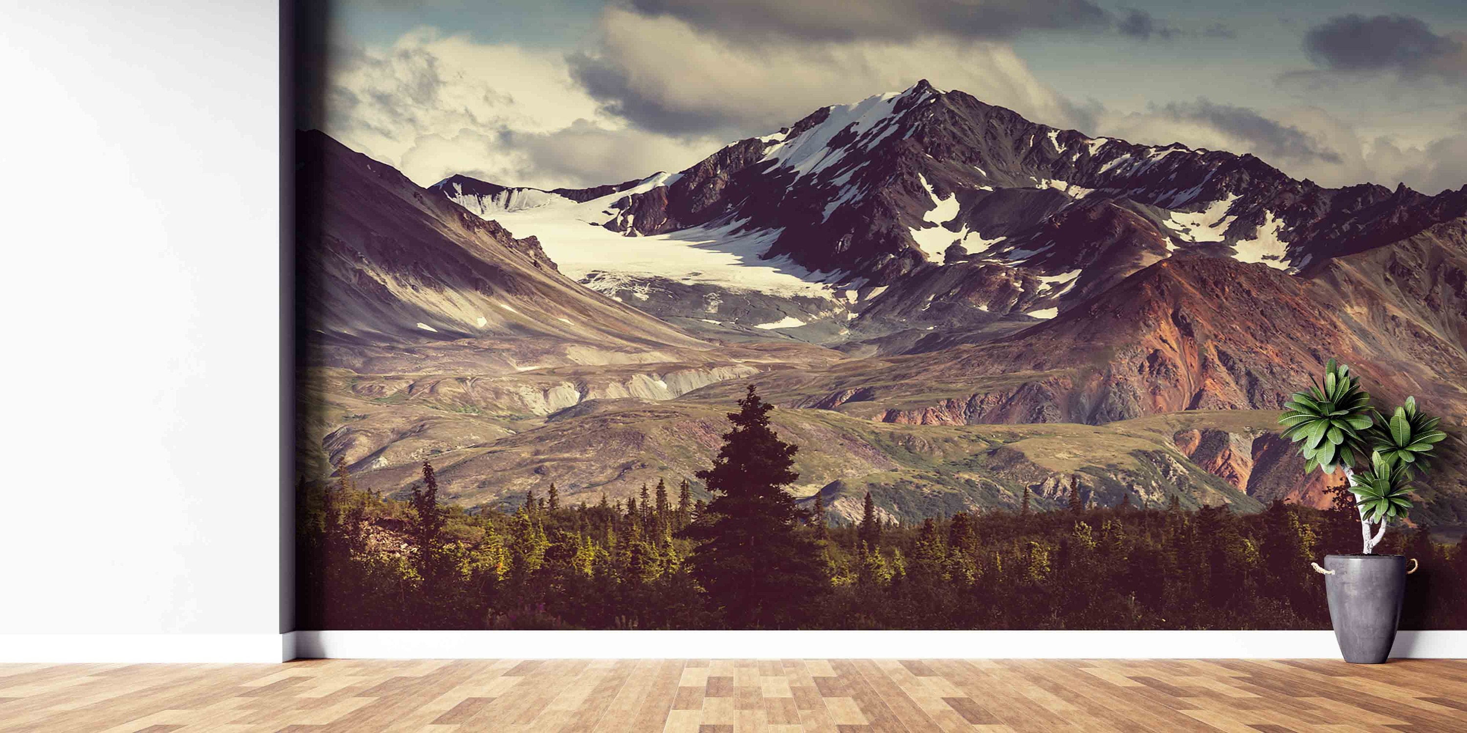 Custom Wallpaper, 3d Wallpaper, Wallpaper Wall Art, Snowy Mountain ...