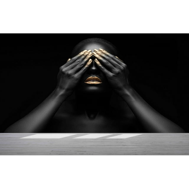 Custom Wallpaper, Black Woman Wallpaper, Gold Woman Wall Print, 3d ...