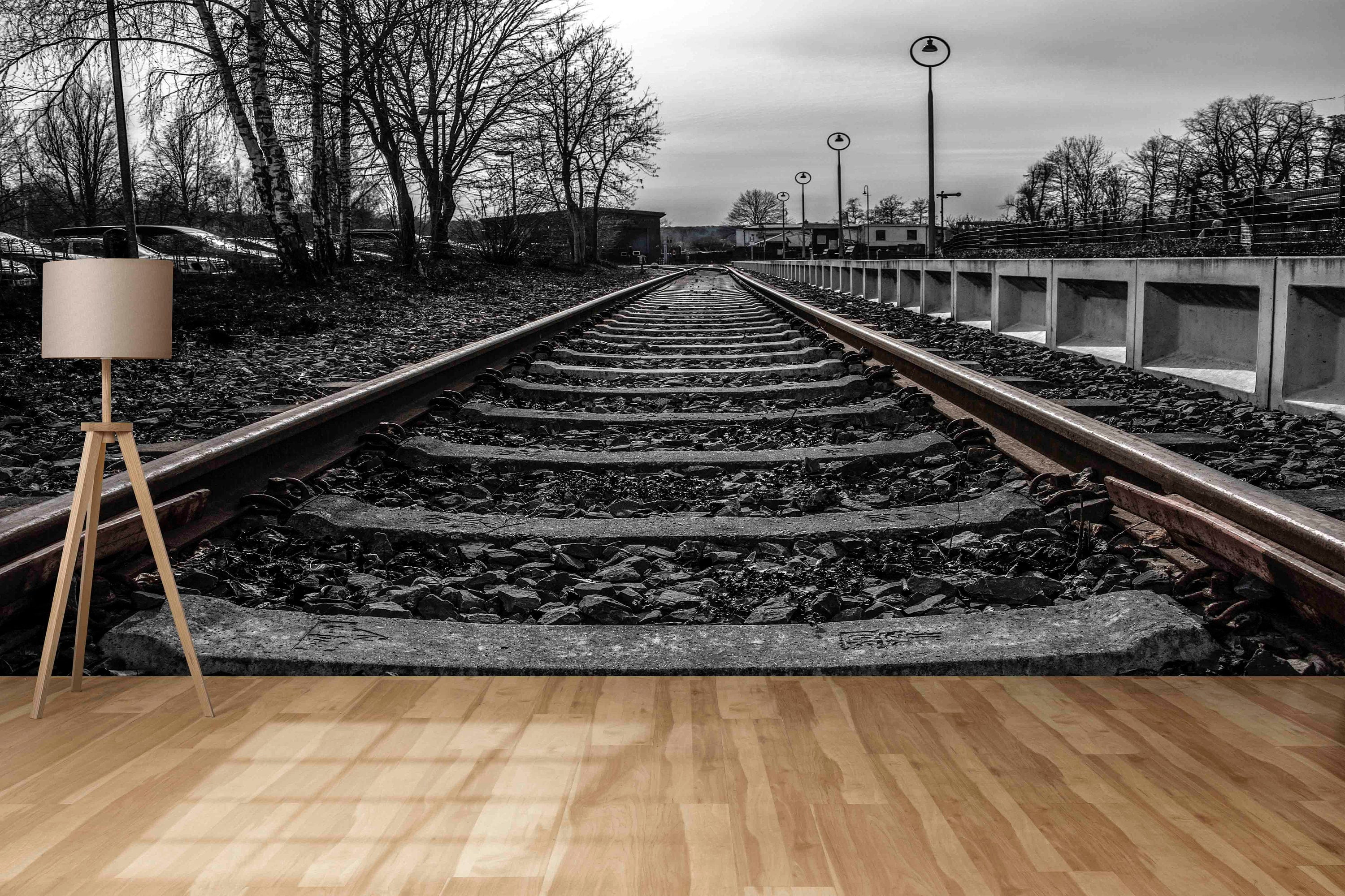 Custom Wallpaper, Railway Landscape Wall Print, 3d Wallpaper, Modern ...