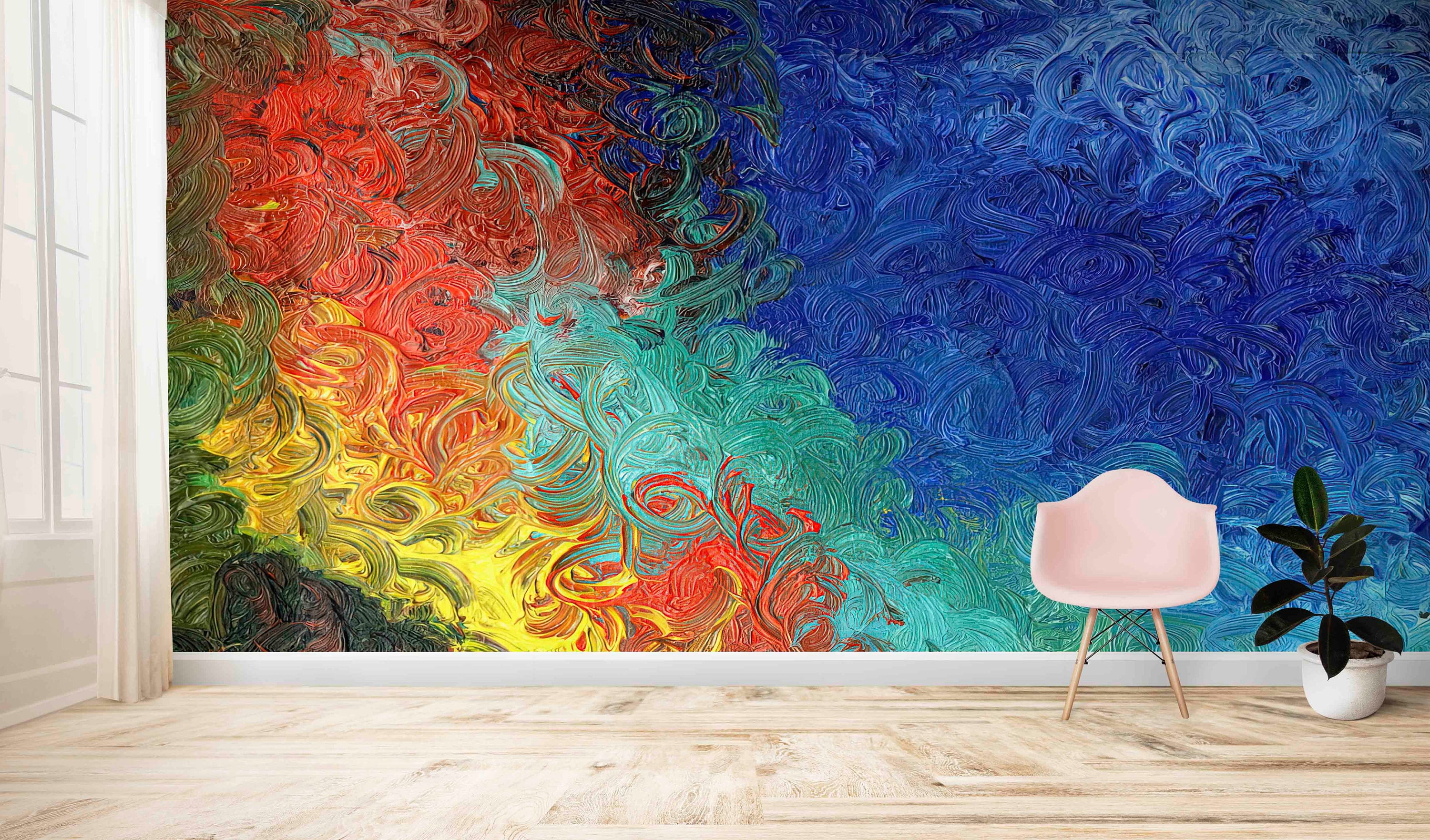 Custom Wallpaper, Wallpaper Wall Art, Colorful Painting, Paper Wall Art ...