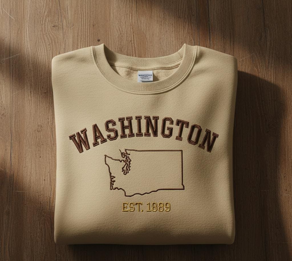 Custom Washington State Embroidered Sweatshirt, Vintage Collegiate ...