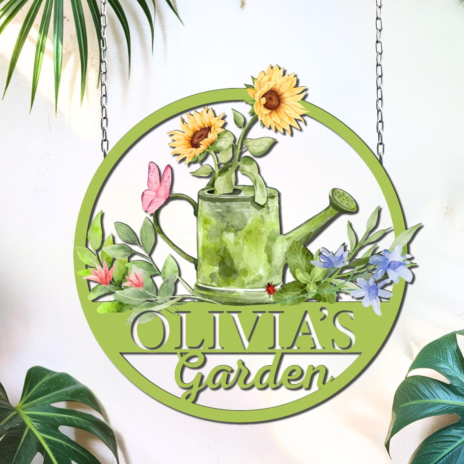 Custom Watering Can Metal Sign, Personalized Name Garden Sign, Metal ...