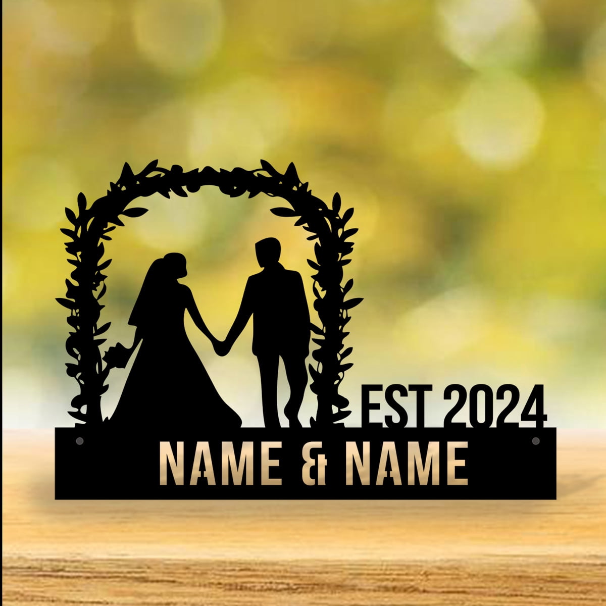 Custom Wedding Anniversary Desk Name Plate Wedge, Personalized Romantic ...