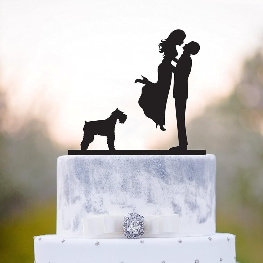 Custom Wedding Cake Topper with Dog, Miniature Schnauzer, Schnauzer ...