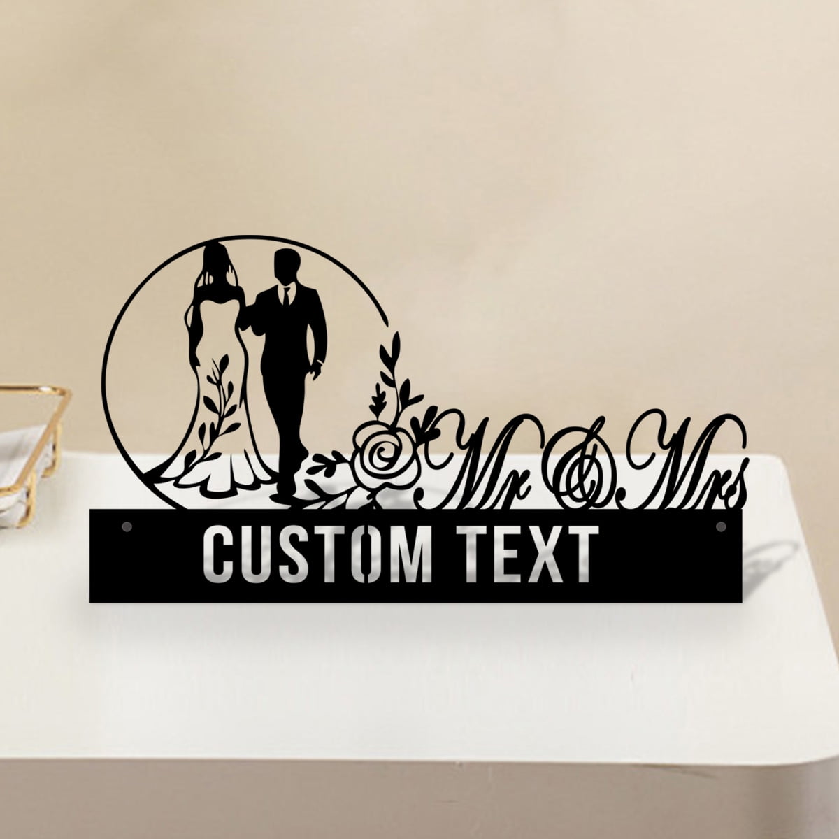 Custom Wedding Desk Name Plate Wedge Personalized Mr And Mrs Couple ...